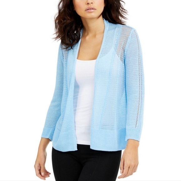 Alfani | Sweaters | 32 Nwt Alfani Teal Open Front Lightweight Cardigan ...